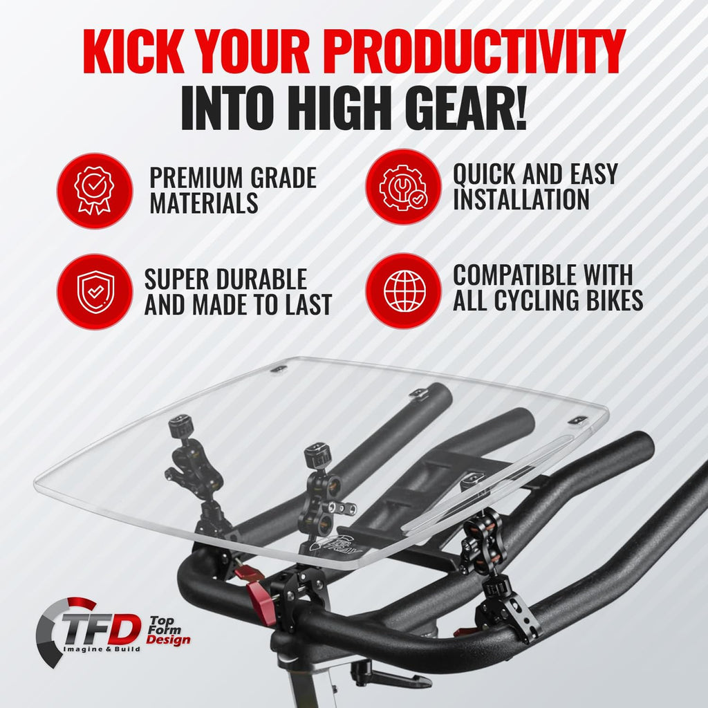 TFD Tray Universal (Clear) - Turn any Exercise bike into a work statio ...